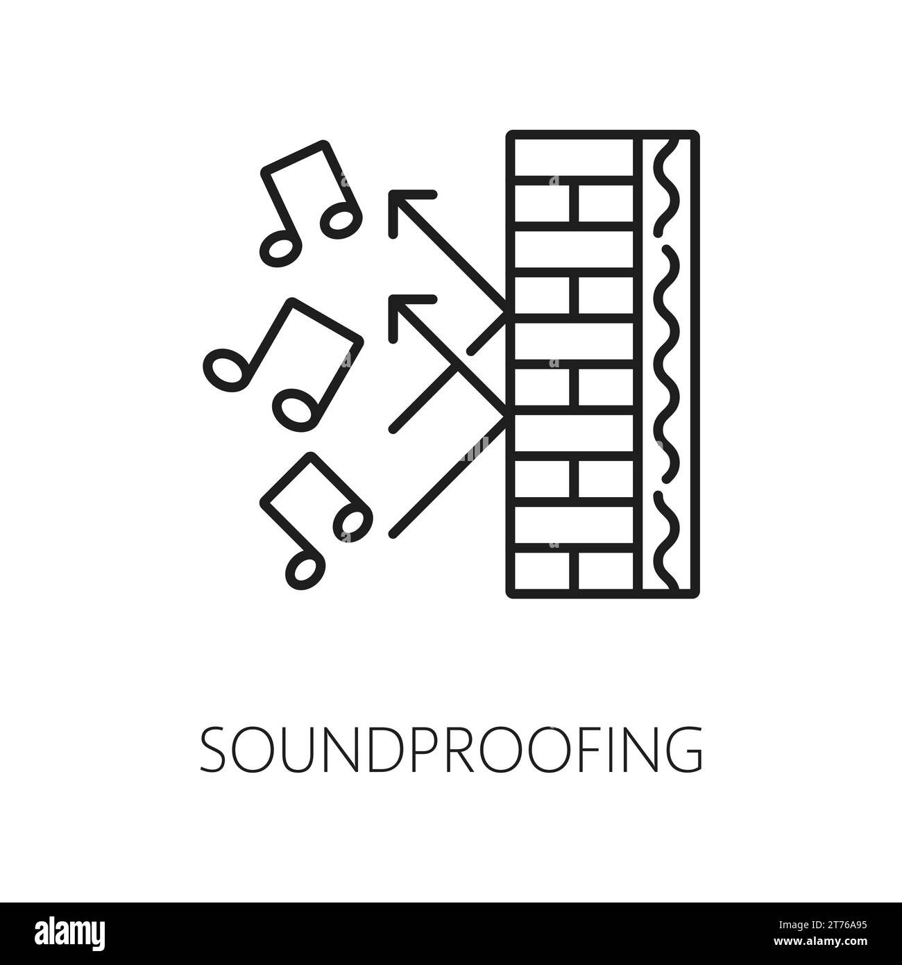 Soundproof wall thermal insulation icon. House construction insulation ...