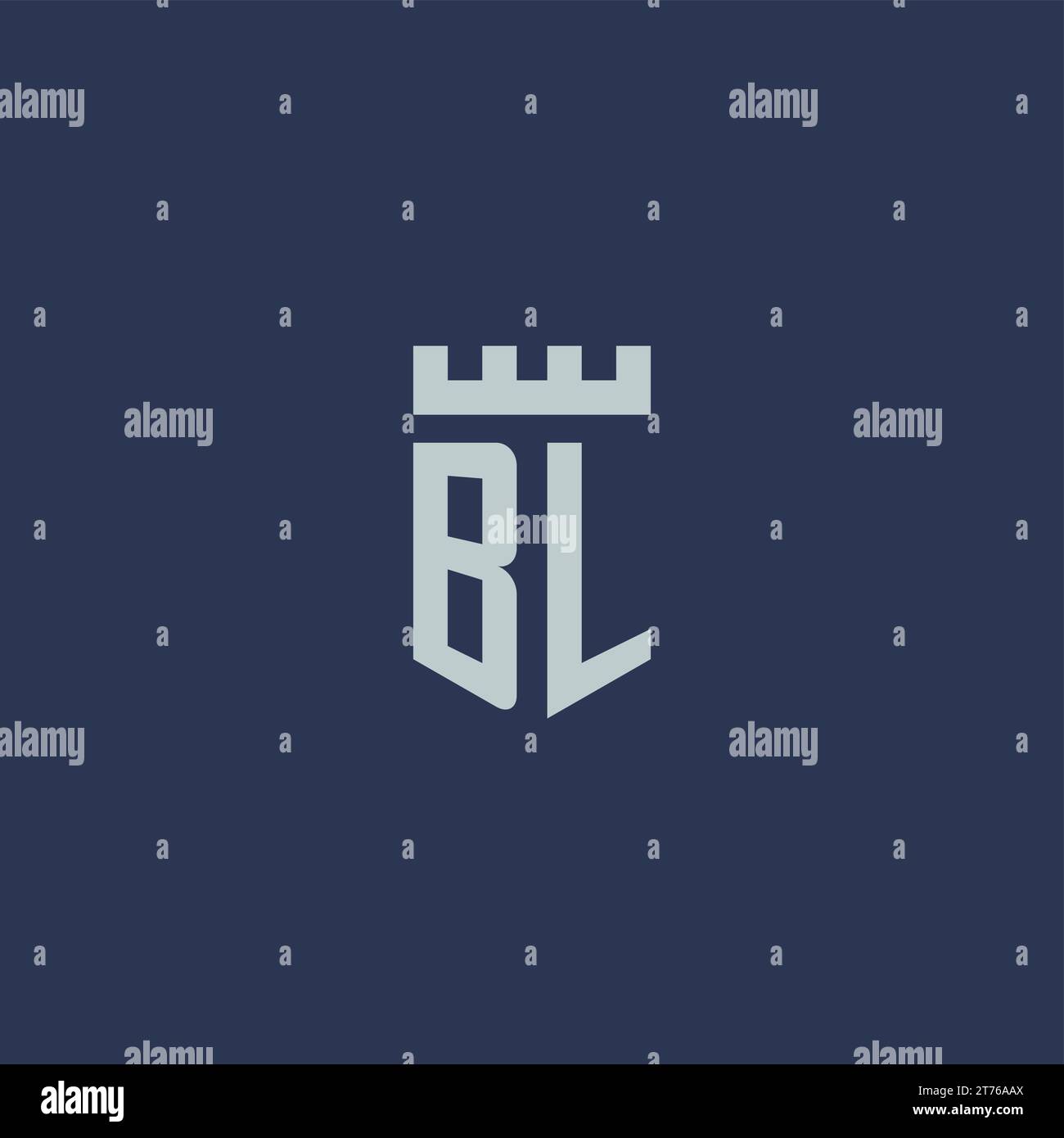 BL logo monogram with fortress castle and shield style design ideas ...