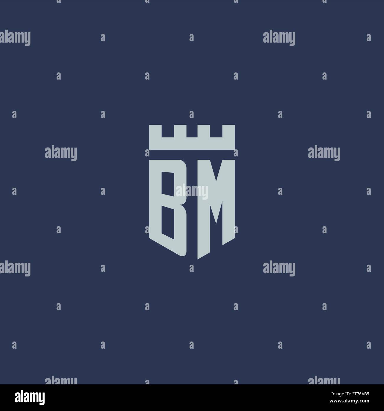 BM logo monogram with fortress castle and shield style design ideas ...