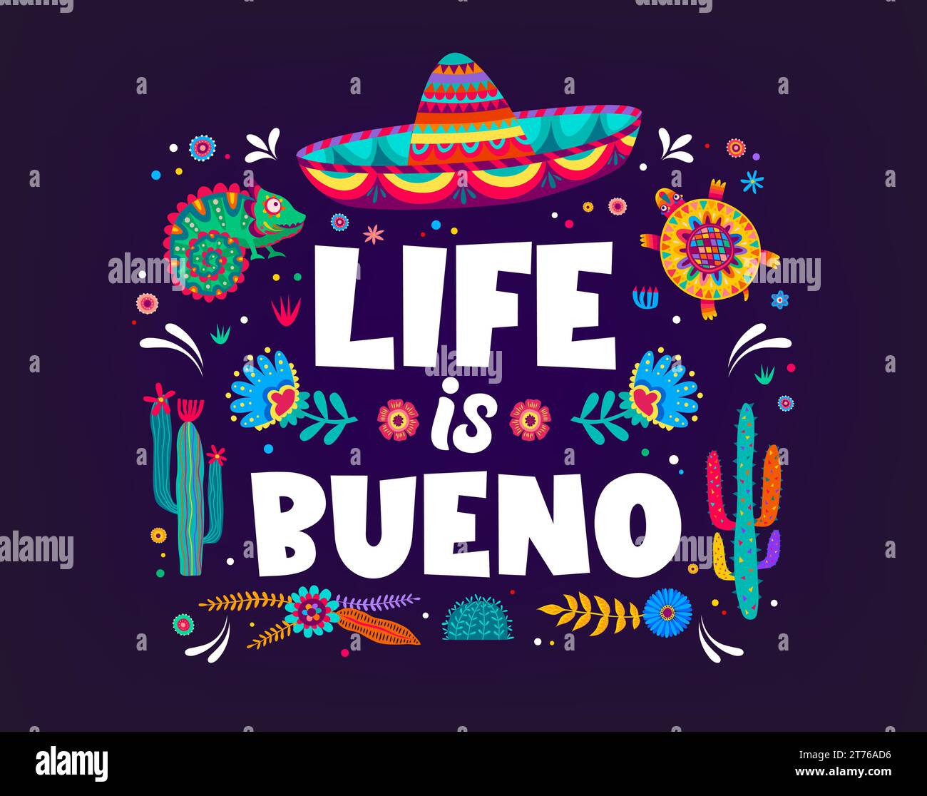 Mexican quote life is bueno t-shirt print or banner. Mexican culture ...
