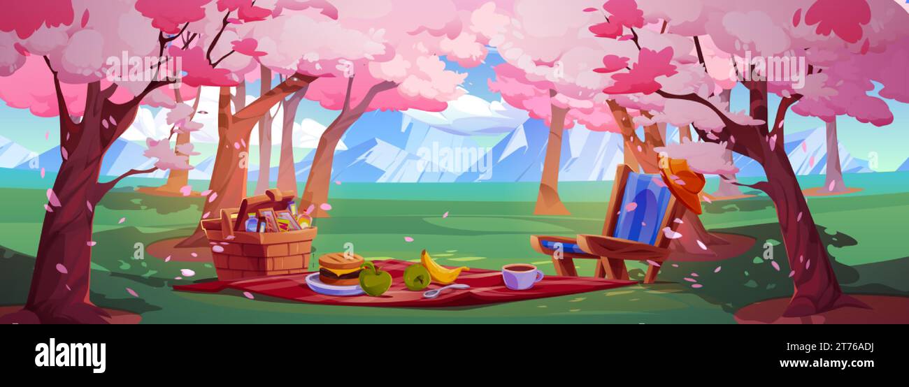 Cherry blossom party picnic japan Stock Vector Images - Alamy