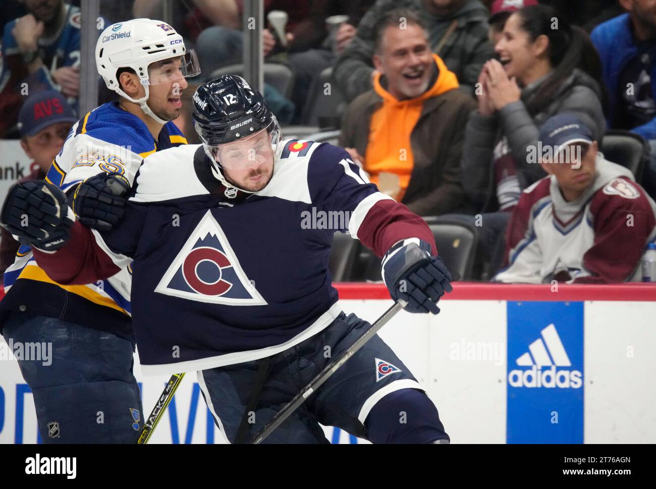 Colorado Avalanche center Ryan Johansen (12) and St. Louis Blues center ...