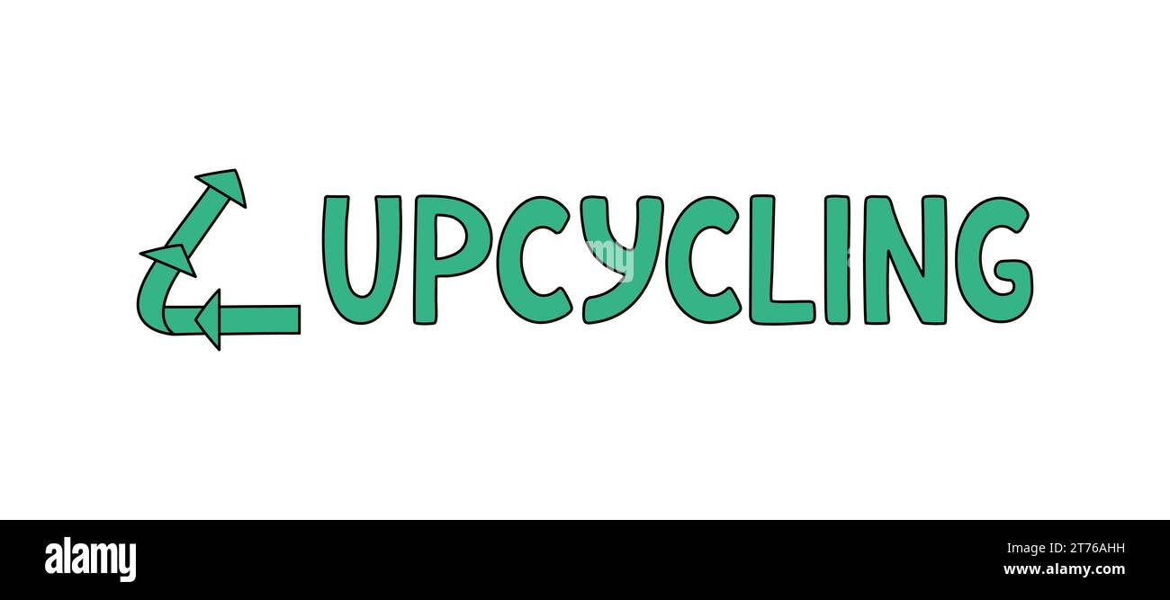 Upcycling doodle lettering. Vector hand drawn illustration. Upcycle ...