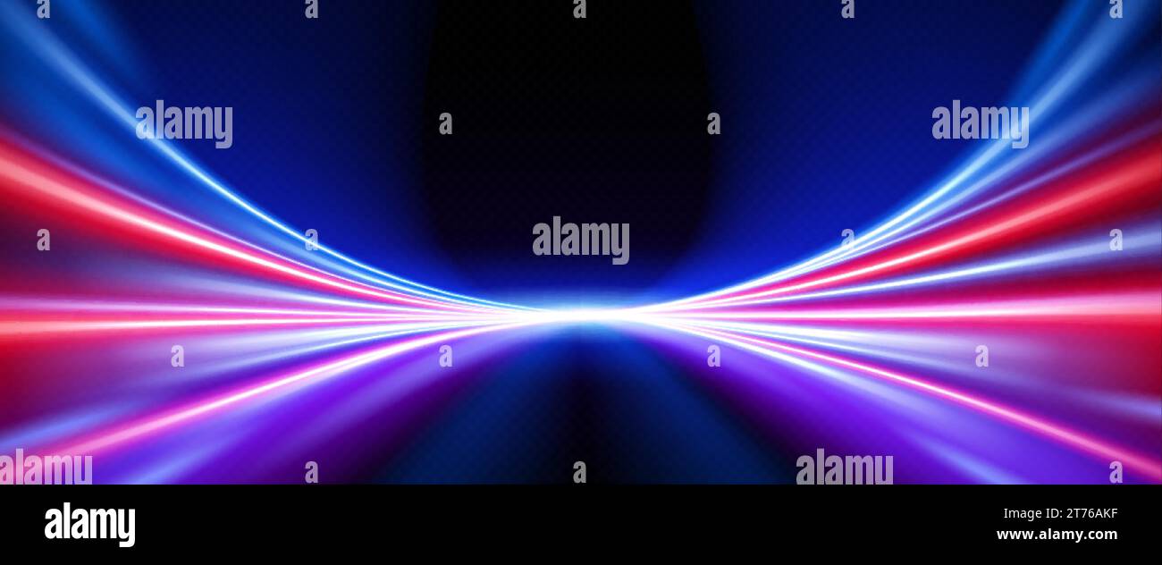 Light speed motion effect background with blue and red line. Night ...
