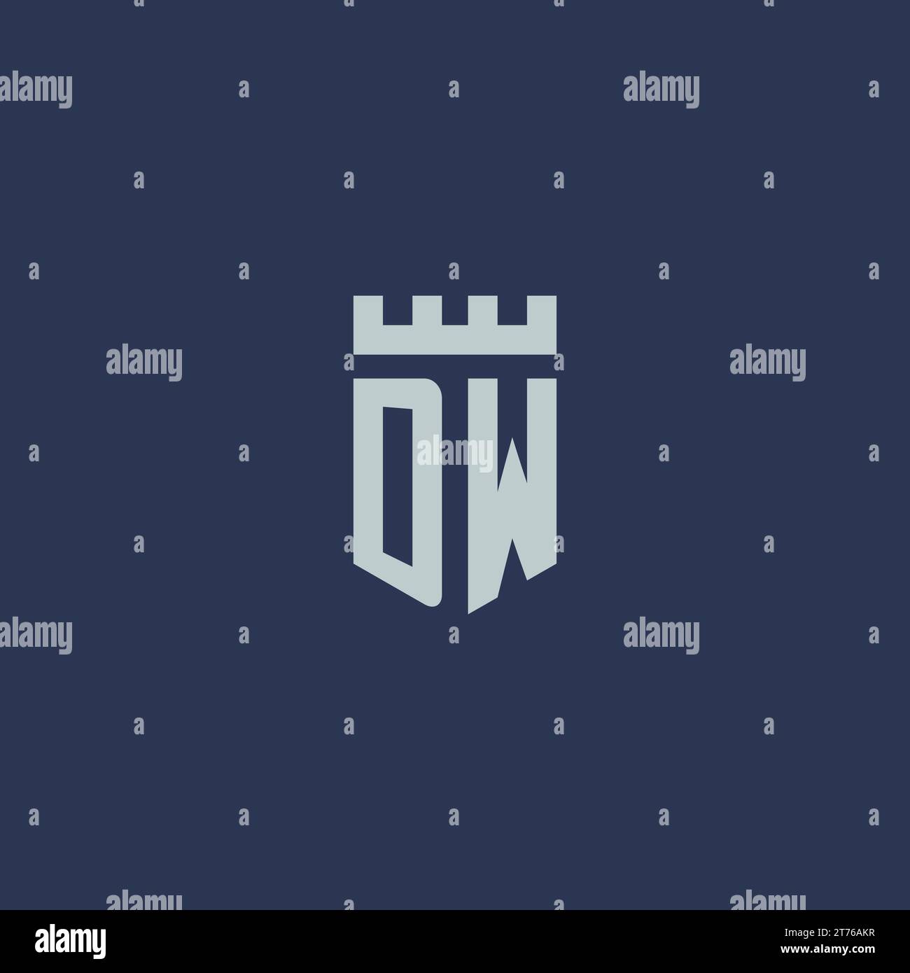 DW logo monogram with fortress castle and shield style design ideas ...