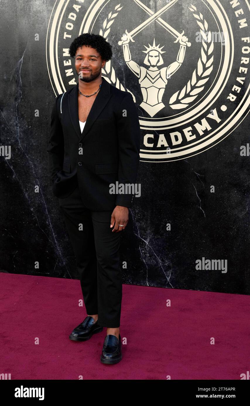 Nick Benson poses at the Los Angeles premiere of the film "The Hunger ...