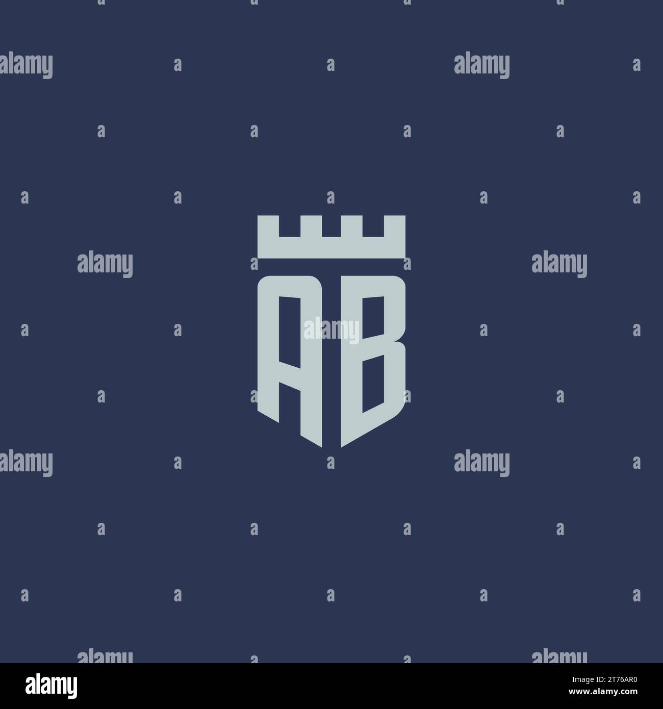 AB logo monogram with fortress castle and shield style design ideas ...