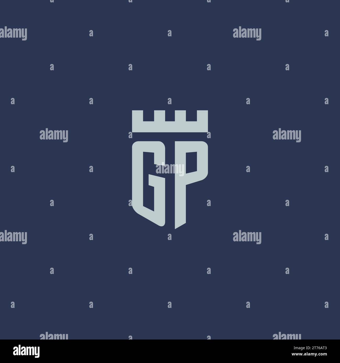 GP logo monogram with fortress castle and shield style design ideas ...
