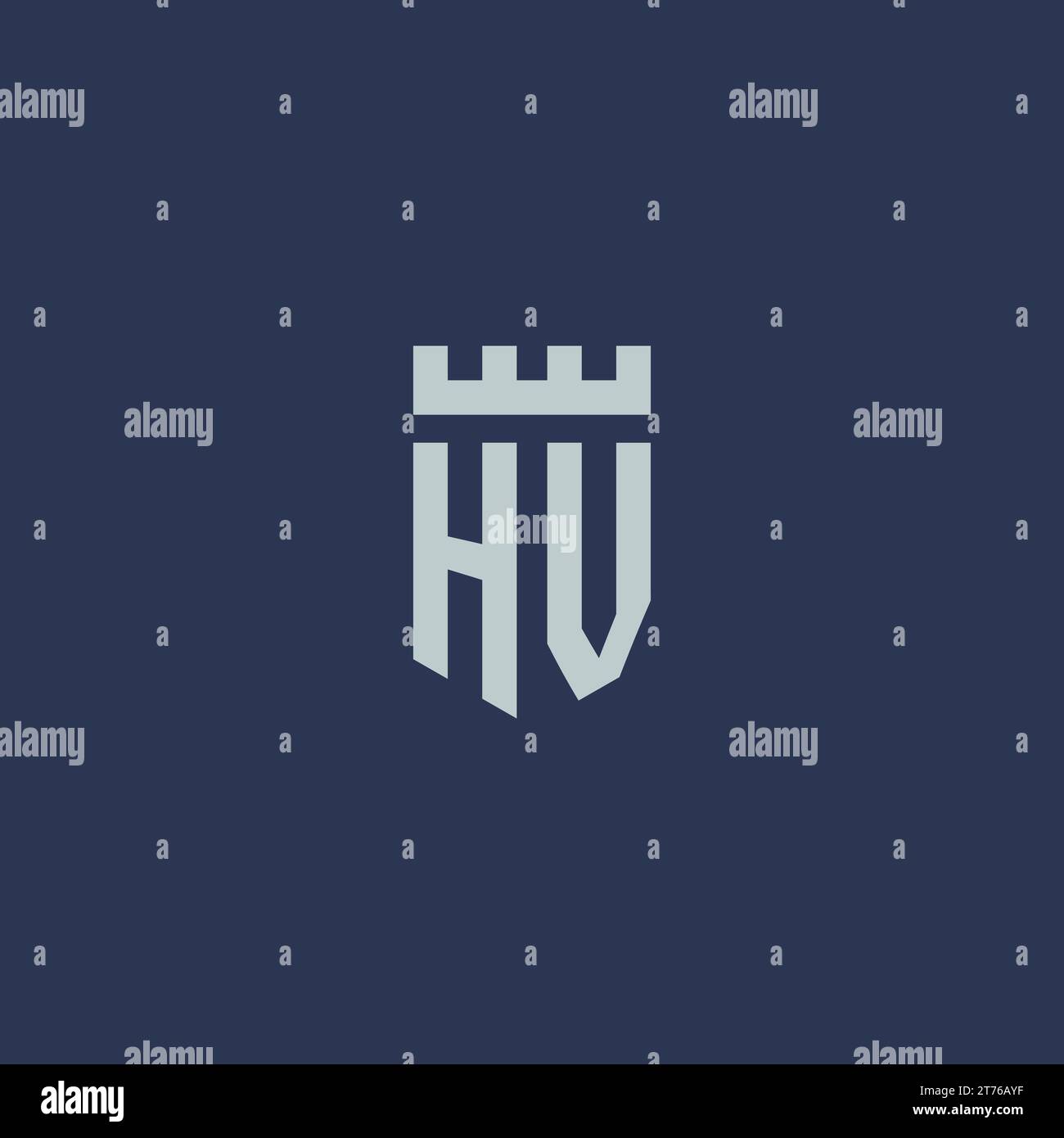 HV logo monogram with fortress castle and shield style design ideas ...