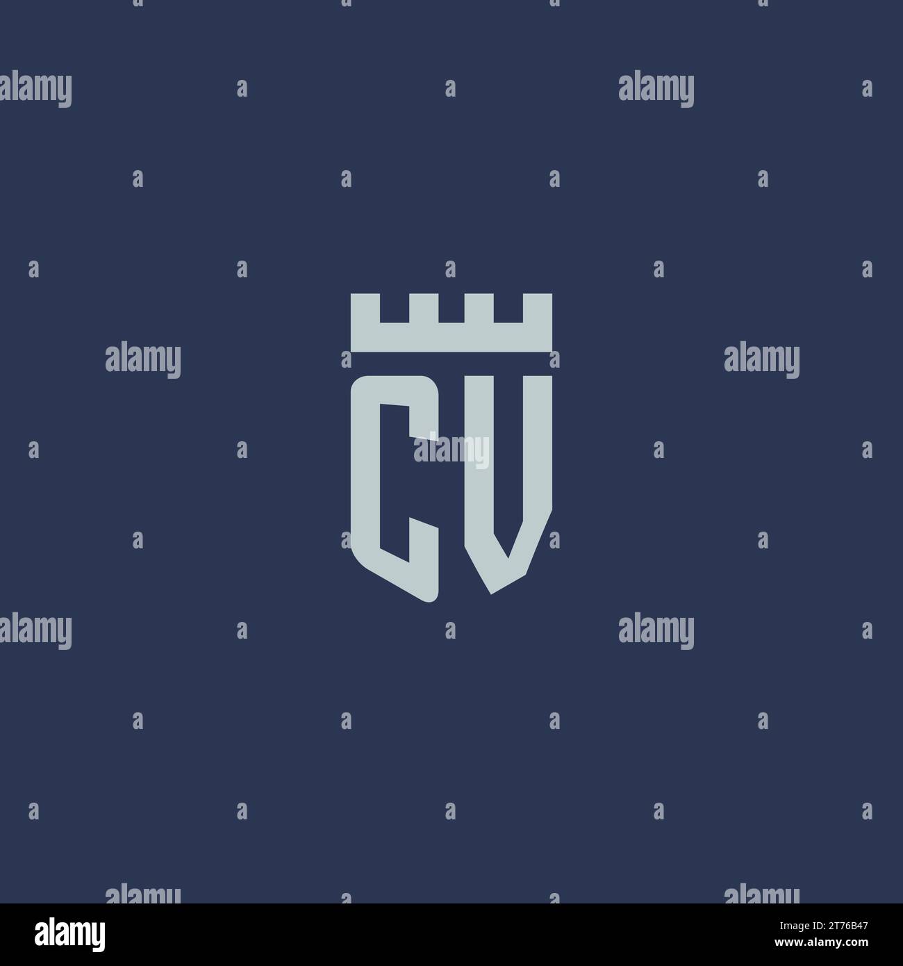CV logo monogram with fortress castle and shield style design ideas ...