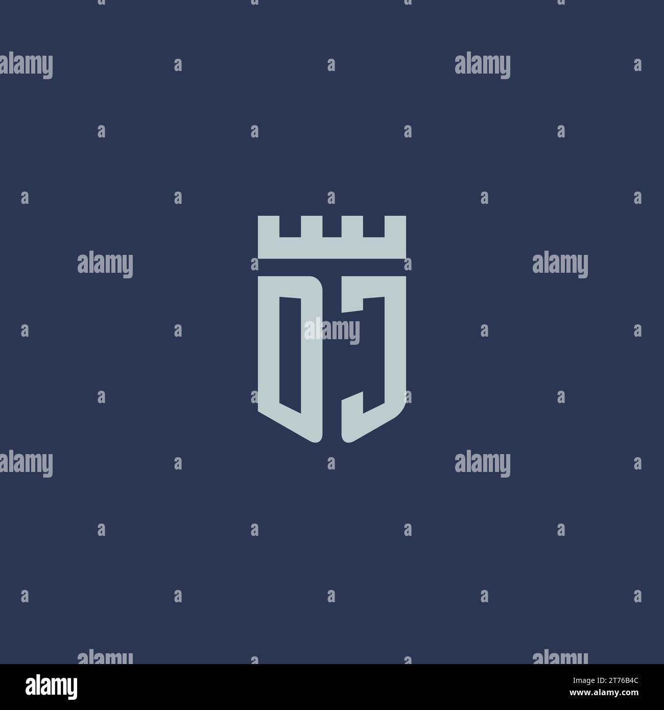 DJ logo monogram with fortress castle and shield style design ideas ...