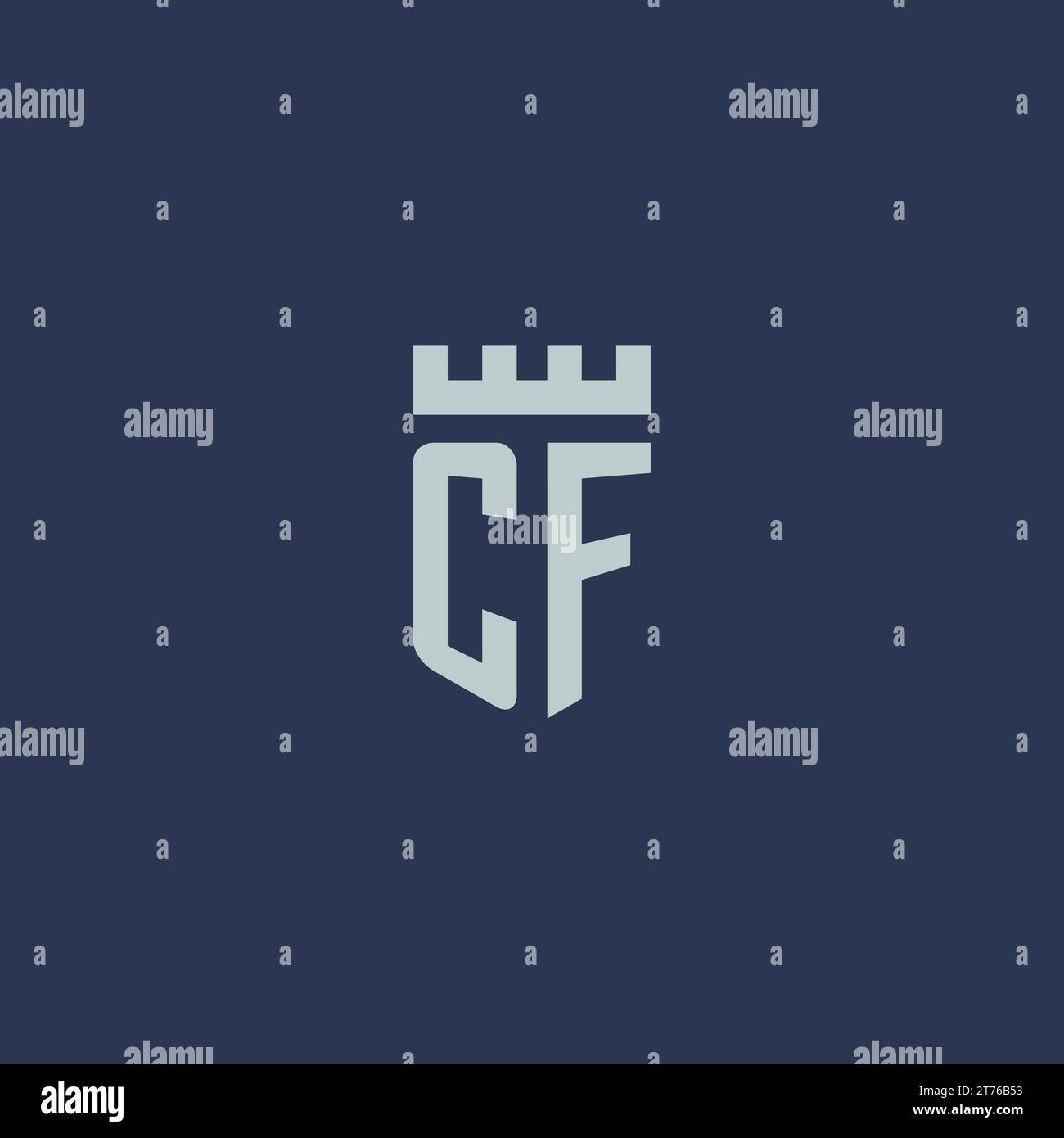 CF logo monogram with fortress castle and shield style design ideas ...