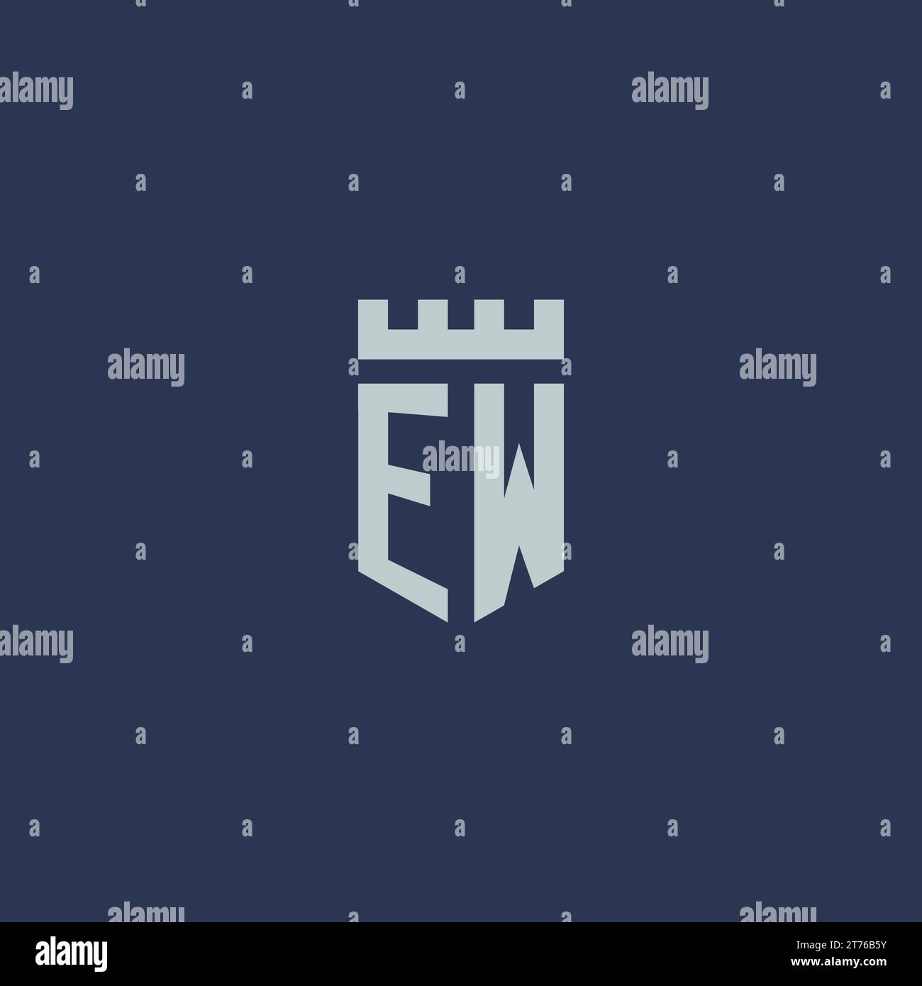EW logo monogram with fortress castle and shield style design ideas ...