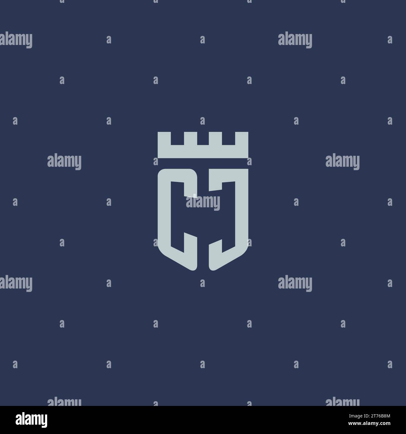 CJ logo monogram with fortress castle and shield style design ideas ...