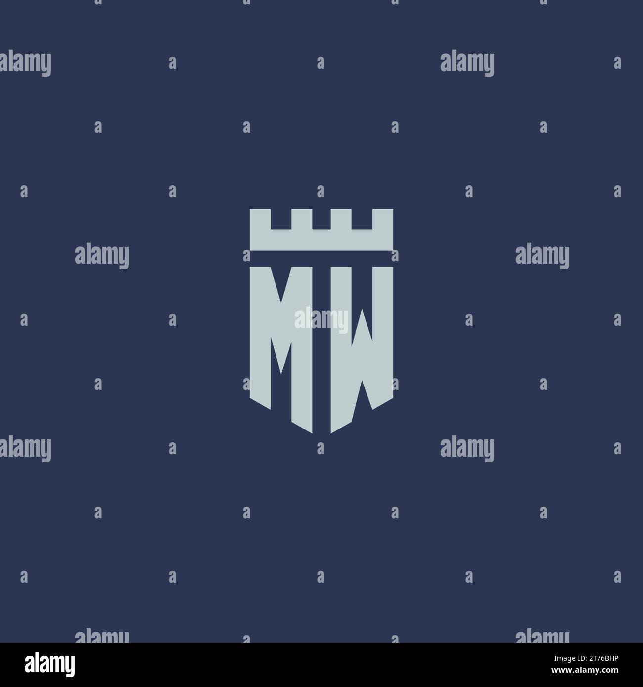 MW logo monogram with fortress castle and shield style design ideas ...