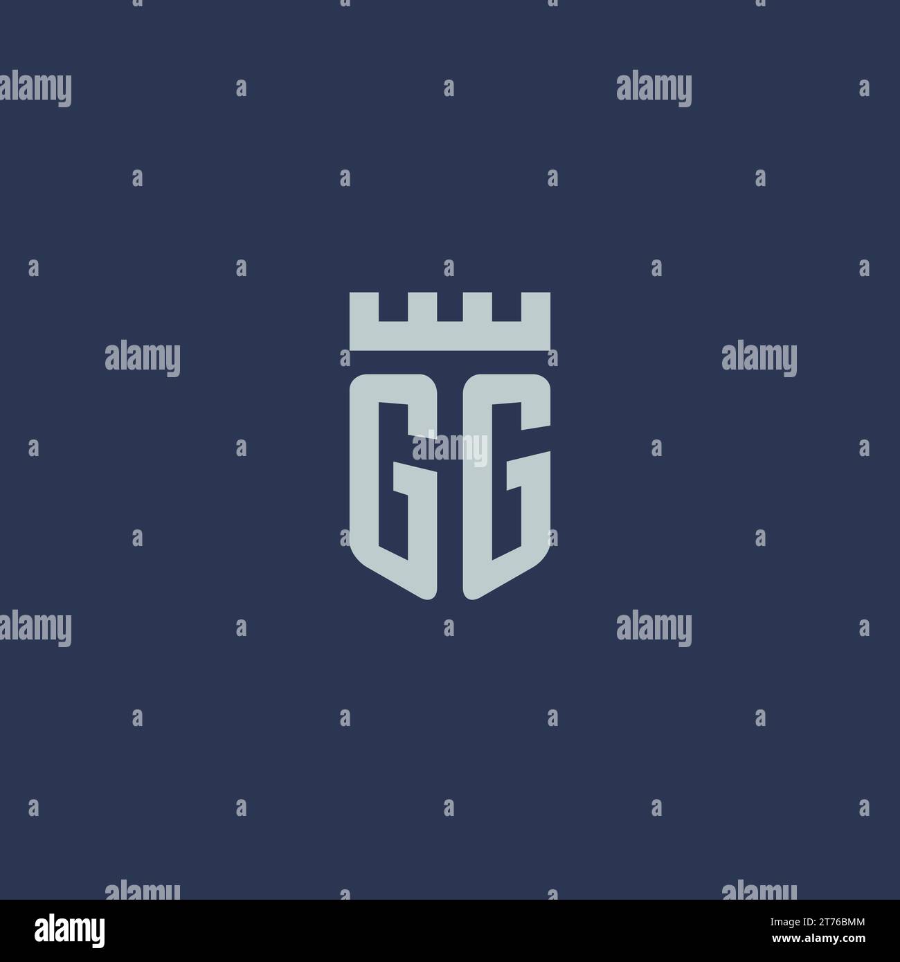 GG logo monogram with fortress castle and shield style design ideas ...