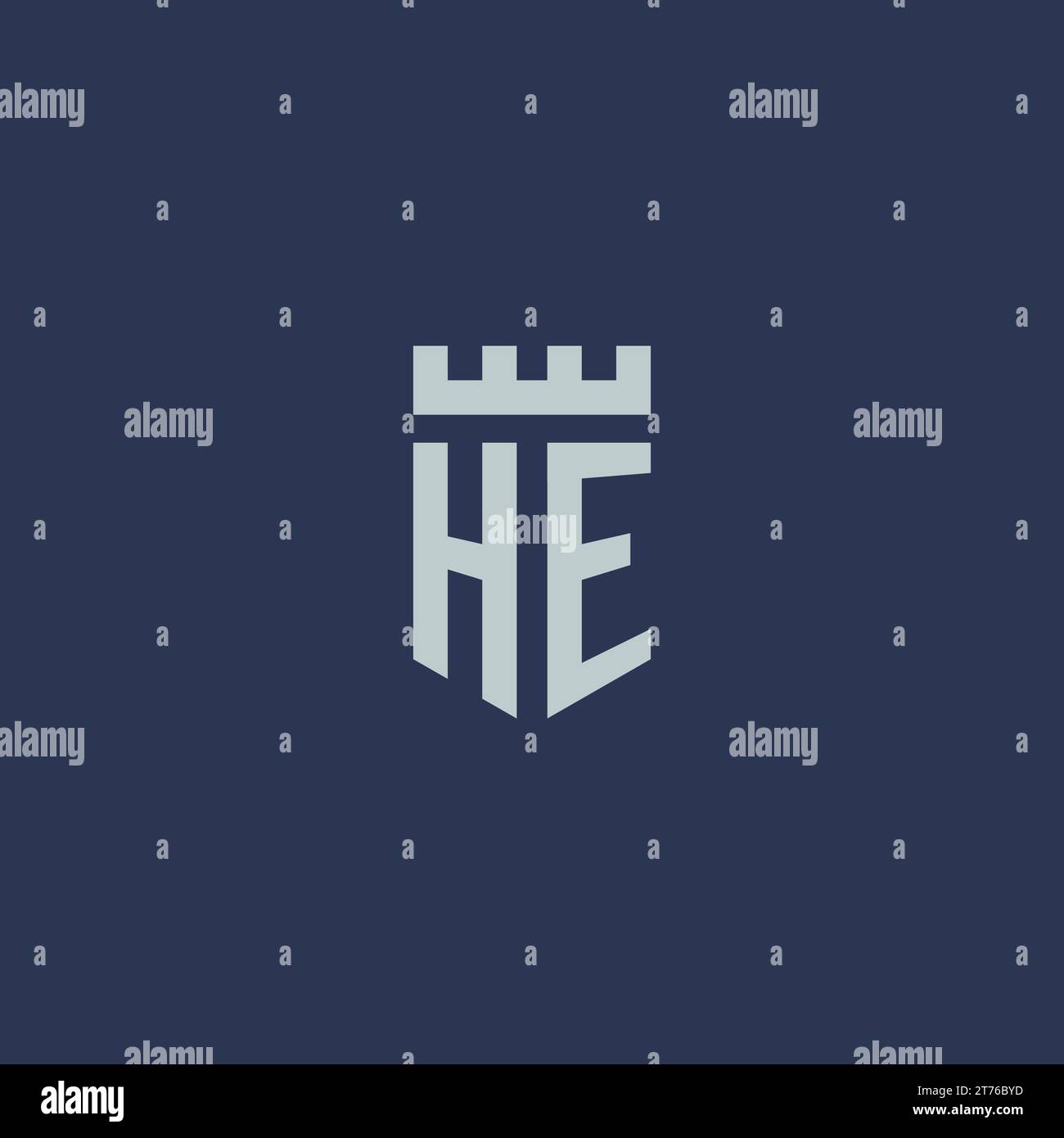 HE logo monogram with fortress castle and shield style design ideas Stock Vector Image & Art - Alamy