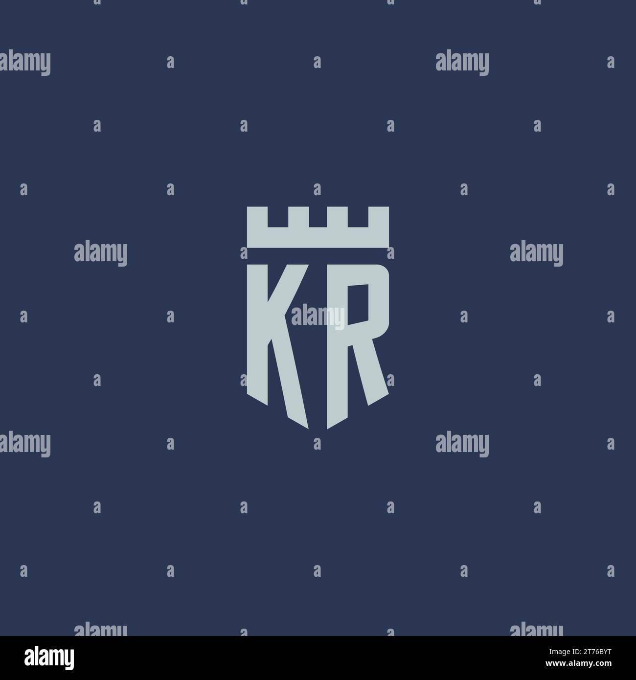 KR logo monogram with fortress castle and shield style design ideas ...