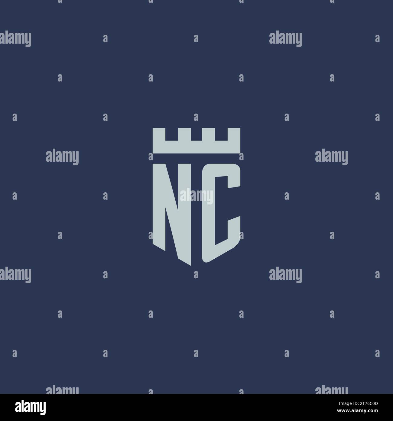 NC logo monogram with fortress castle and shield style design ideas ...