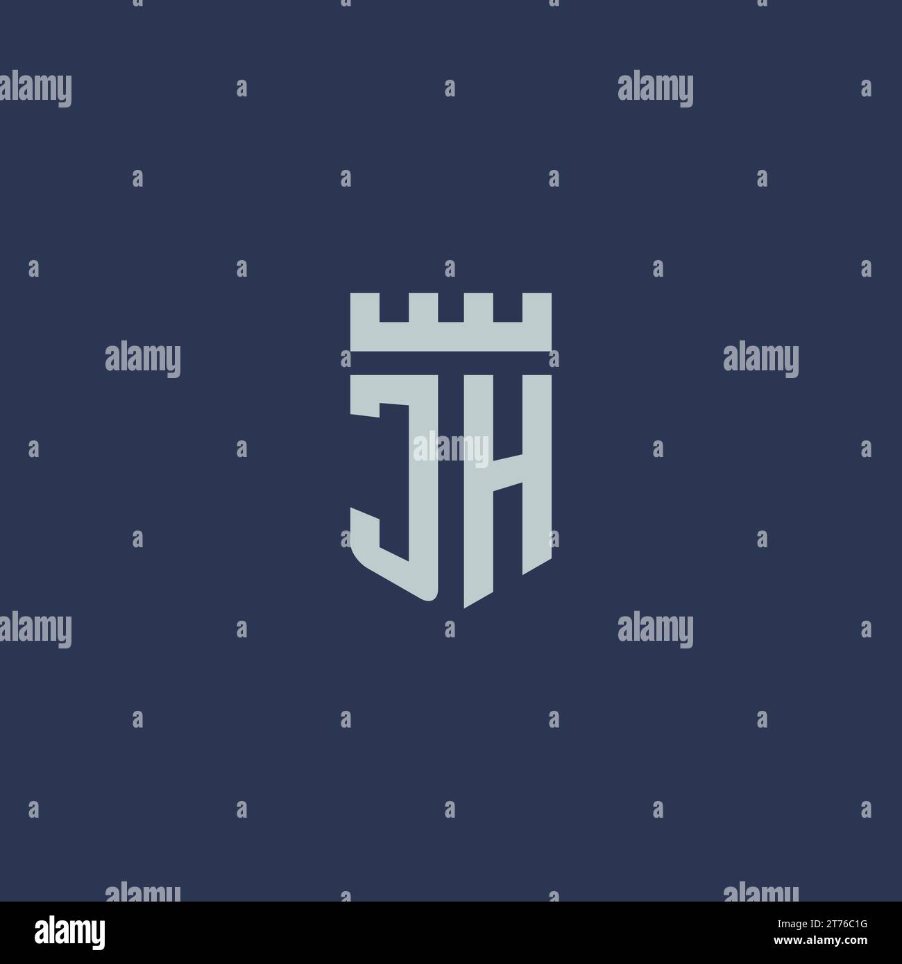 JH logo monogram with fortress castle and shield style design ideas ...