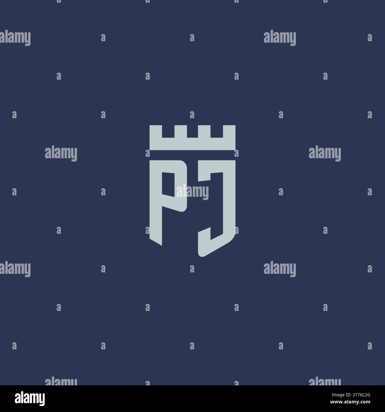 PJ logo monogram with fortress castle and shield style design ideas Stock Vector Image & Art - Alamy