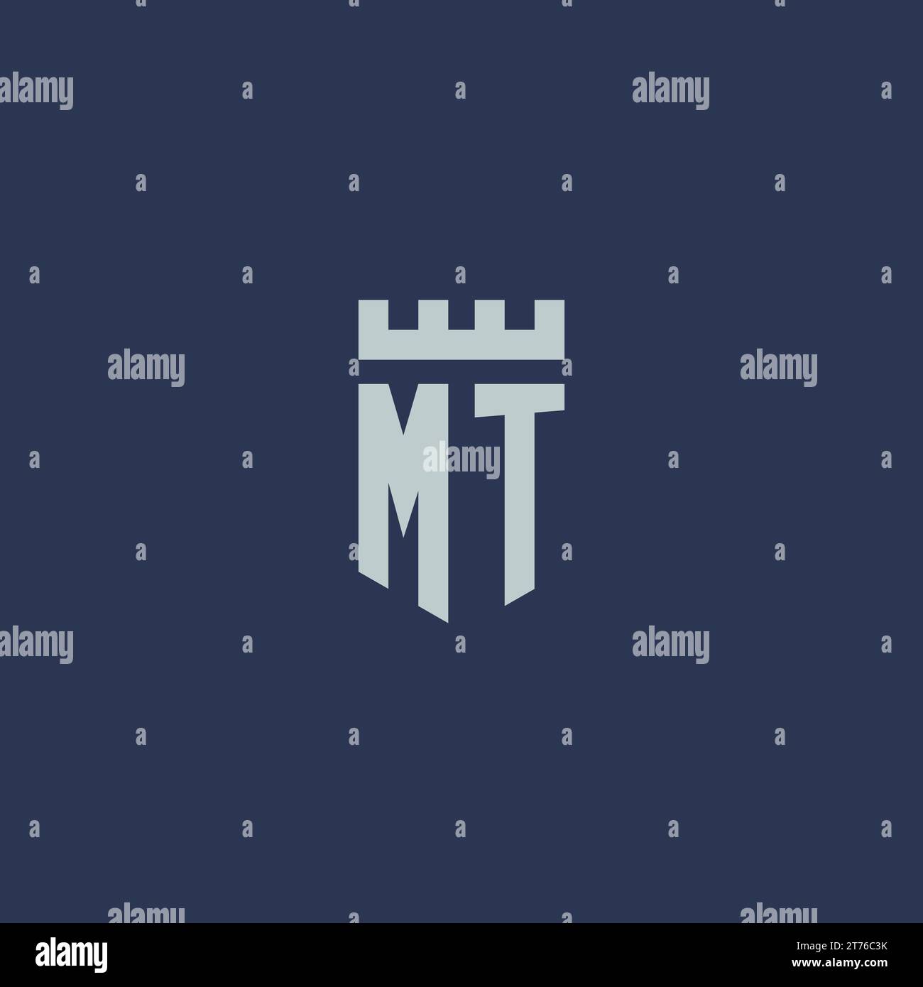 MT logo monogram with fortress castle and shield style design ideas ...