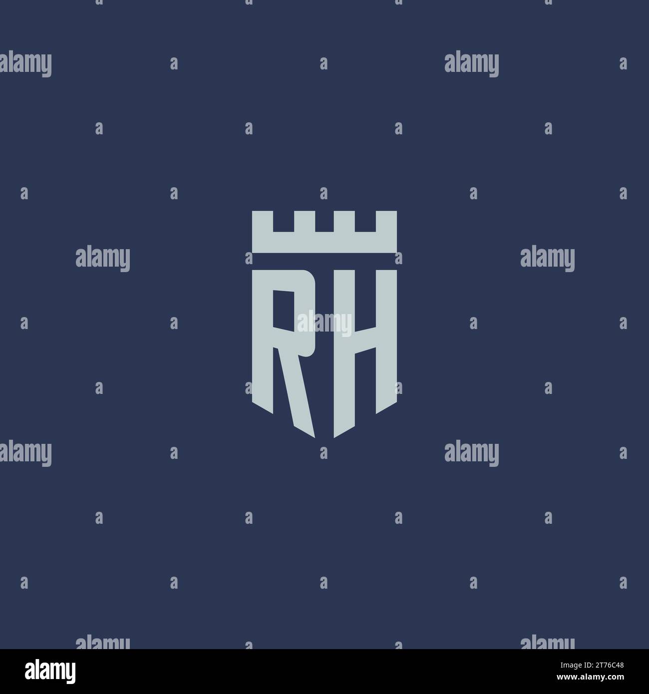 RH logo monogram with fortress castle and shield style design ideas ...