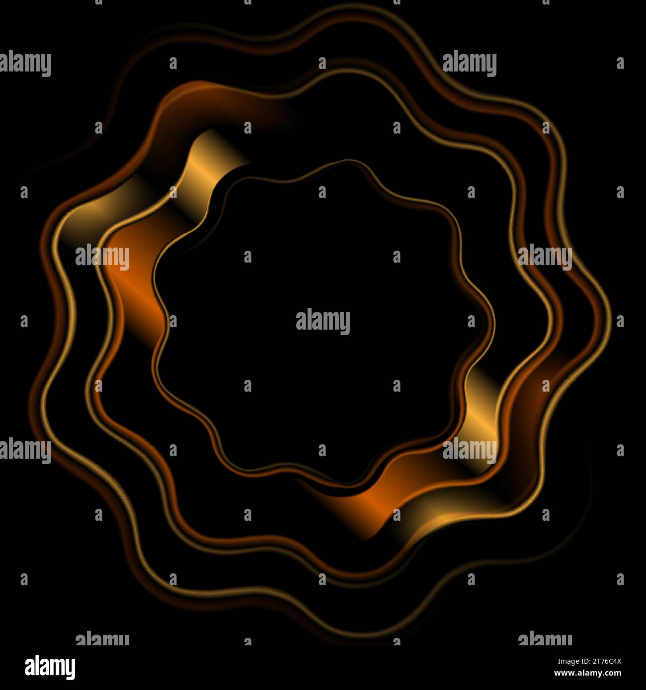 Golden glossy curved circles abstract dark background. Concept logo ...