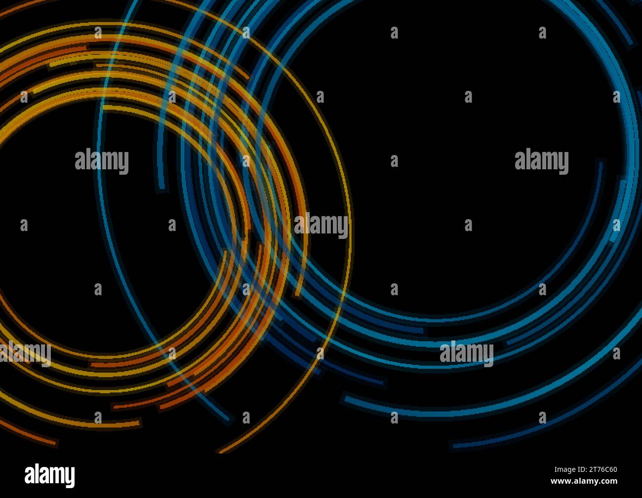 Blue orange circular lines abstract futuristic technology background ...