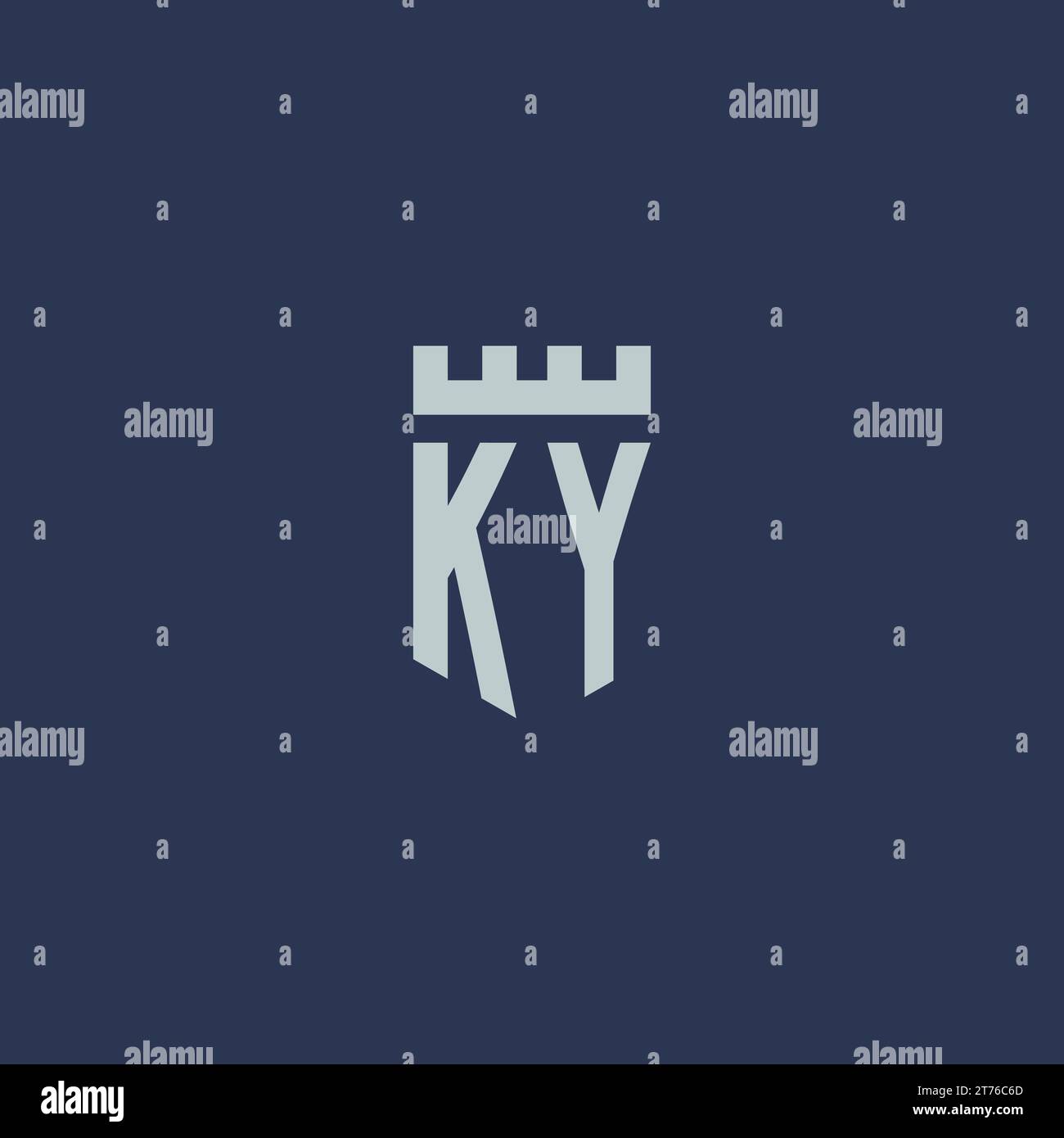 KY logo monogram with fortress castle and shield style design ideas ...