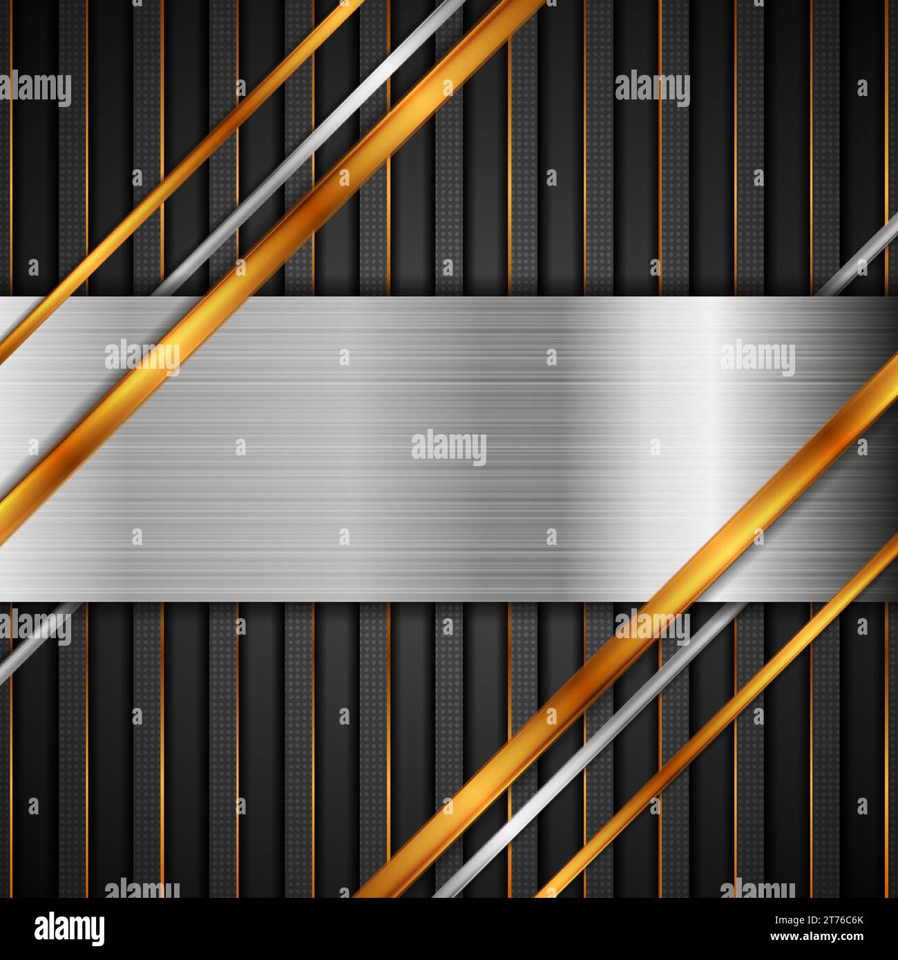 Abstract technology background with golden and silver stripes. Geometry ...