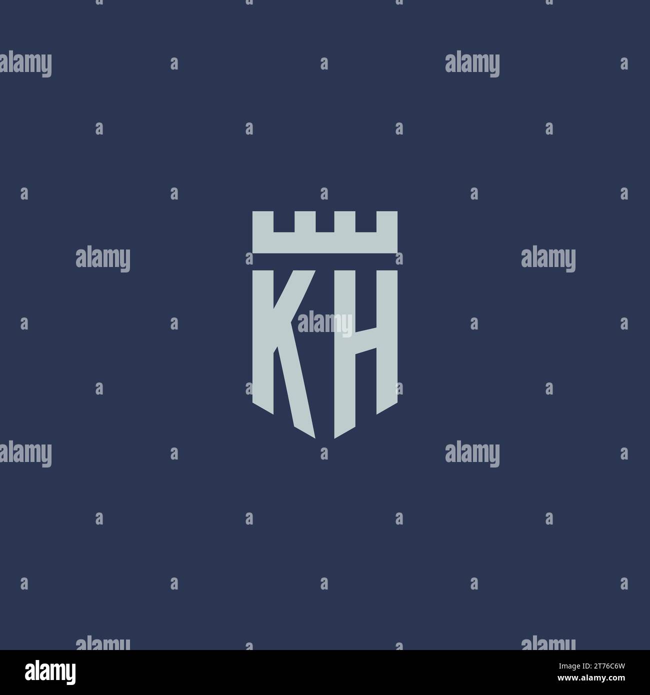 KH logo monogram with fortress castle and shield style design ideas ...