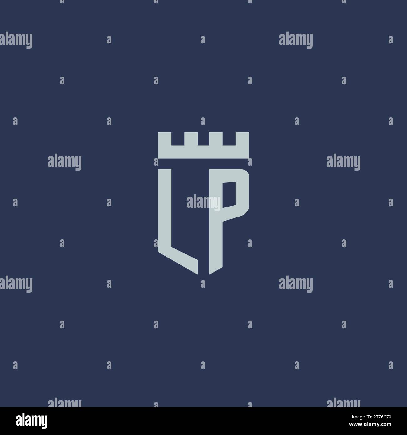 LP logo monogram with fortress castle and shield style design ideas ...