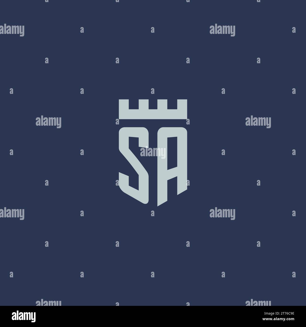 SA logo monogram with fortress castle and shield style design ideas ...