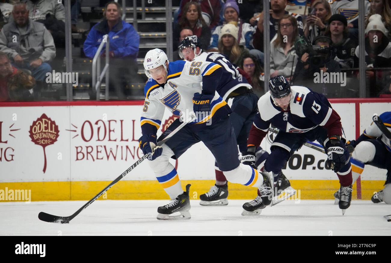 St. Louis Blues defenseman Colton Parayko (55) and Colorado Avalanche ...