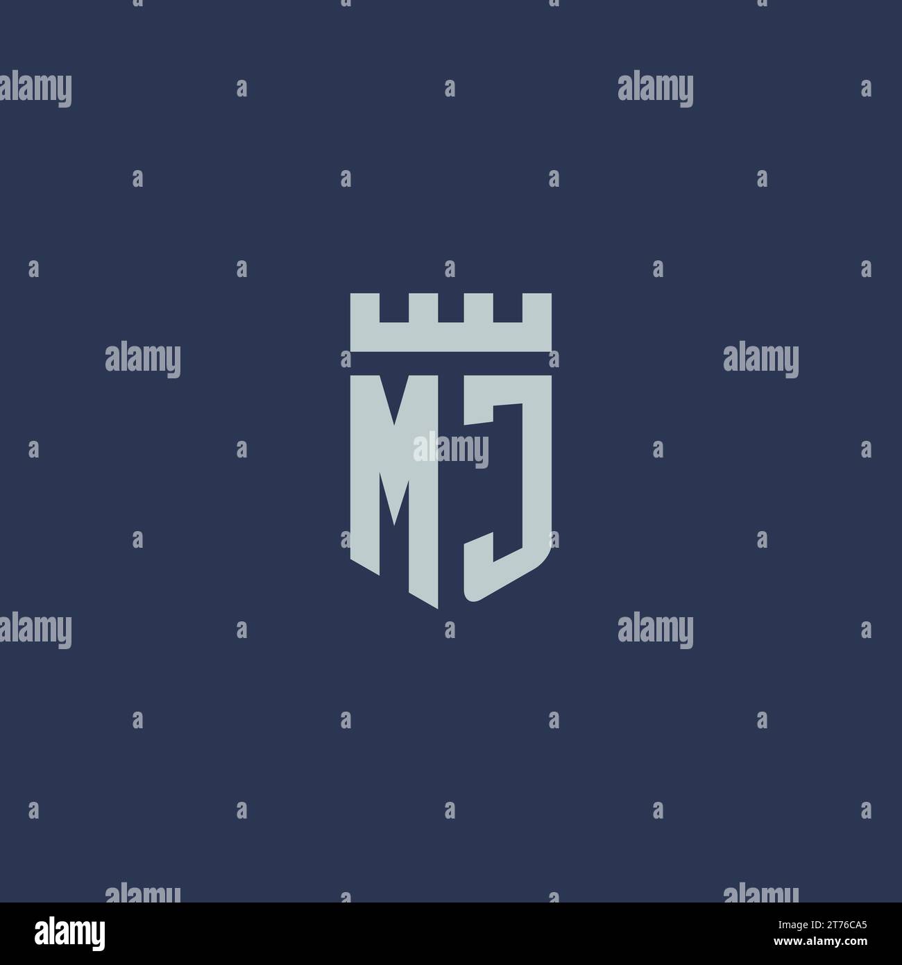 MJ logo monogram with fortress castle and shield style design ideas ...