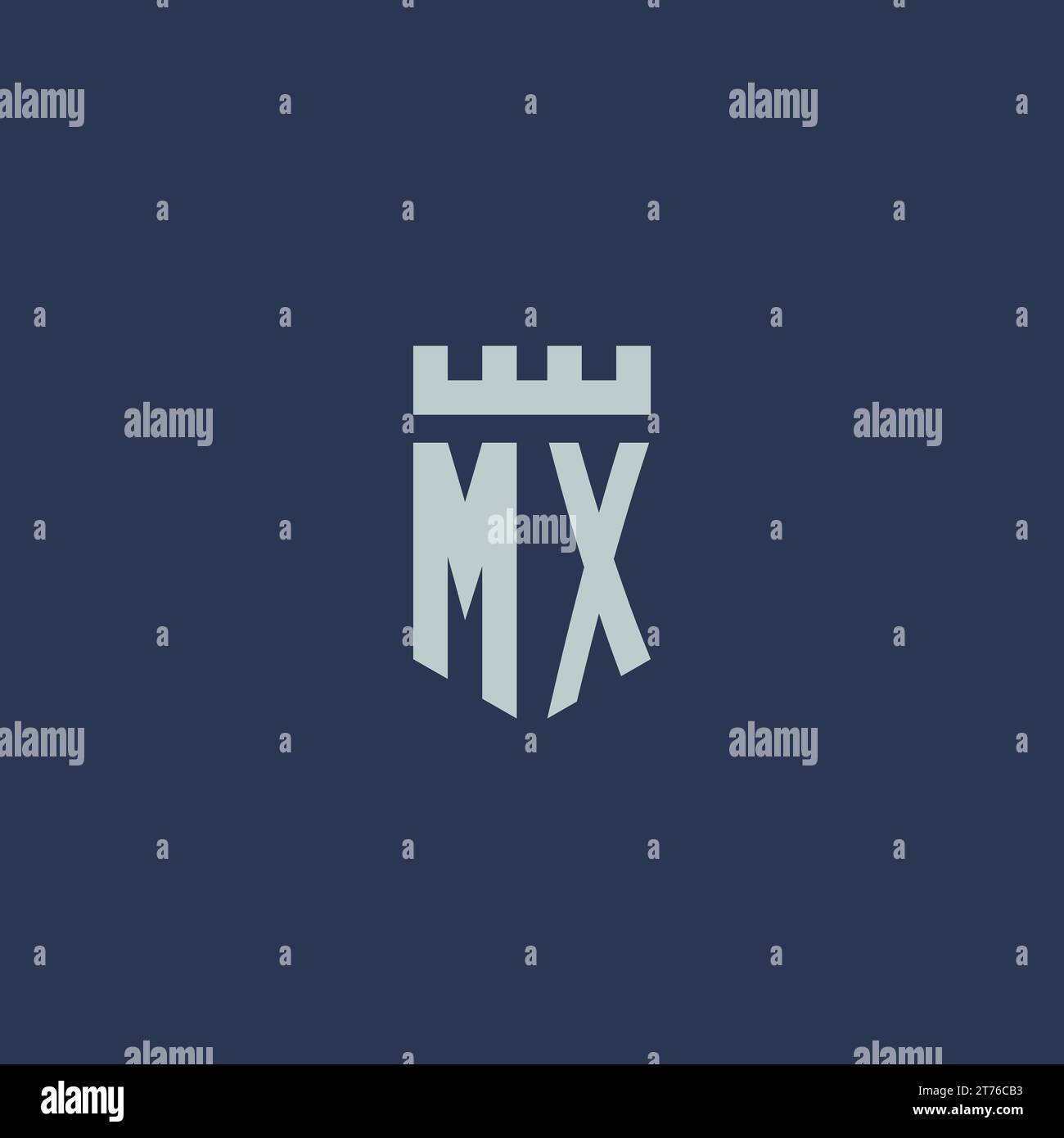 MX logo monogram with fortress castle and shield style design ideas ...
