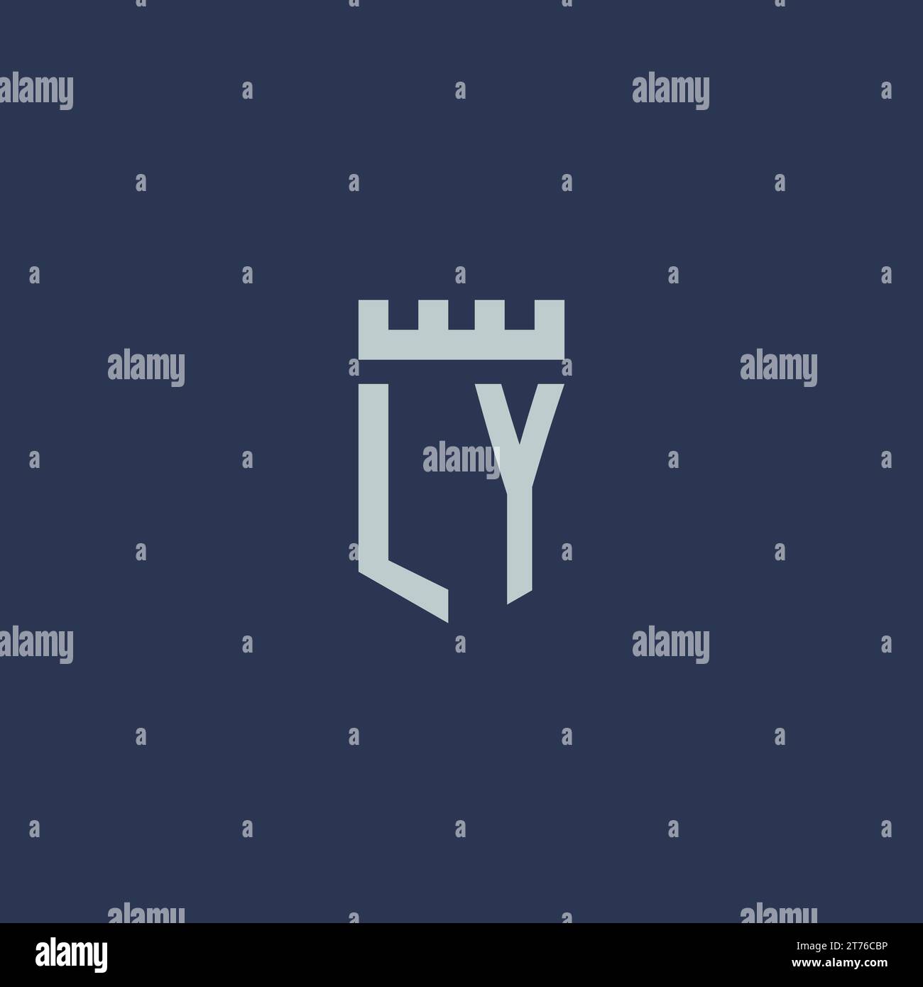 LY logo monogram with fortress castle and shield style design ideas ...