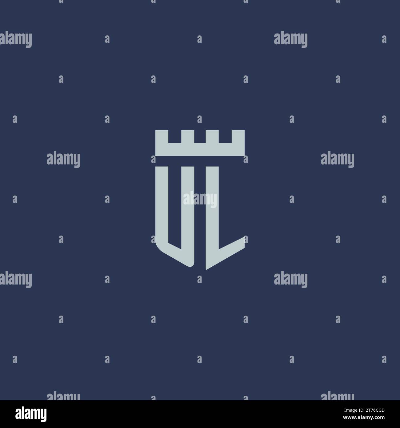 UL logo monogram with fortress castle and shield style design ideas ...