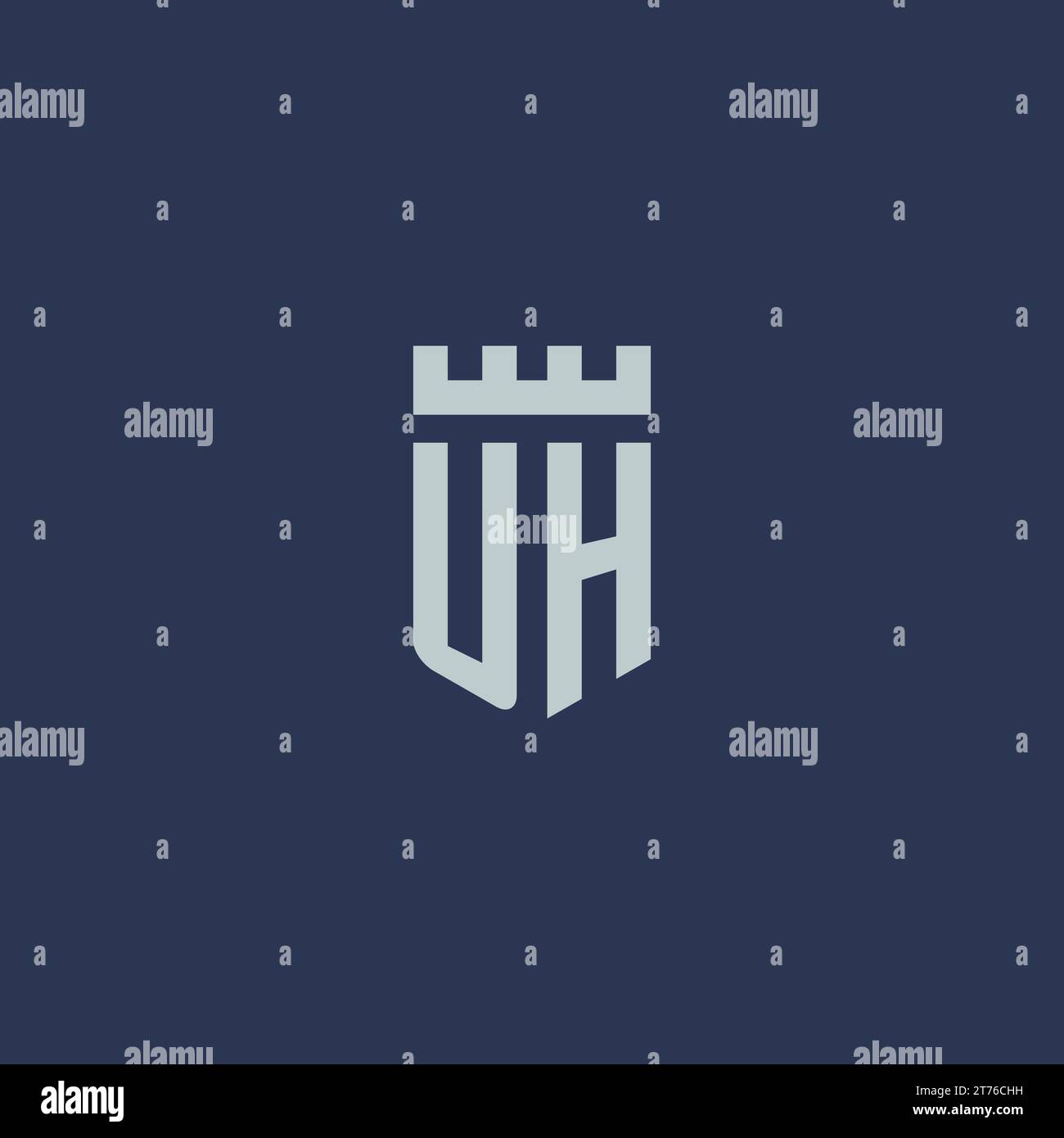 UH logo monogram with fortress castle and shield style design ideas ...