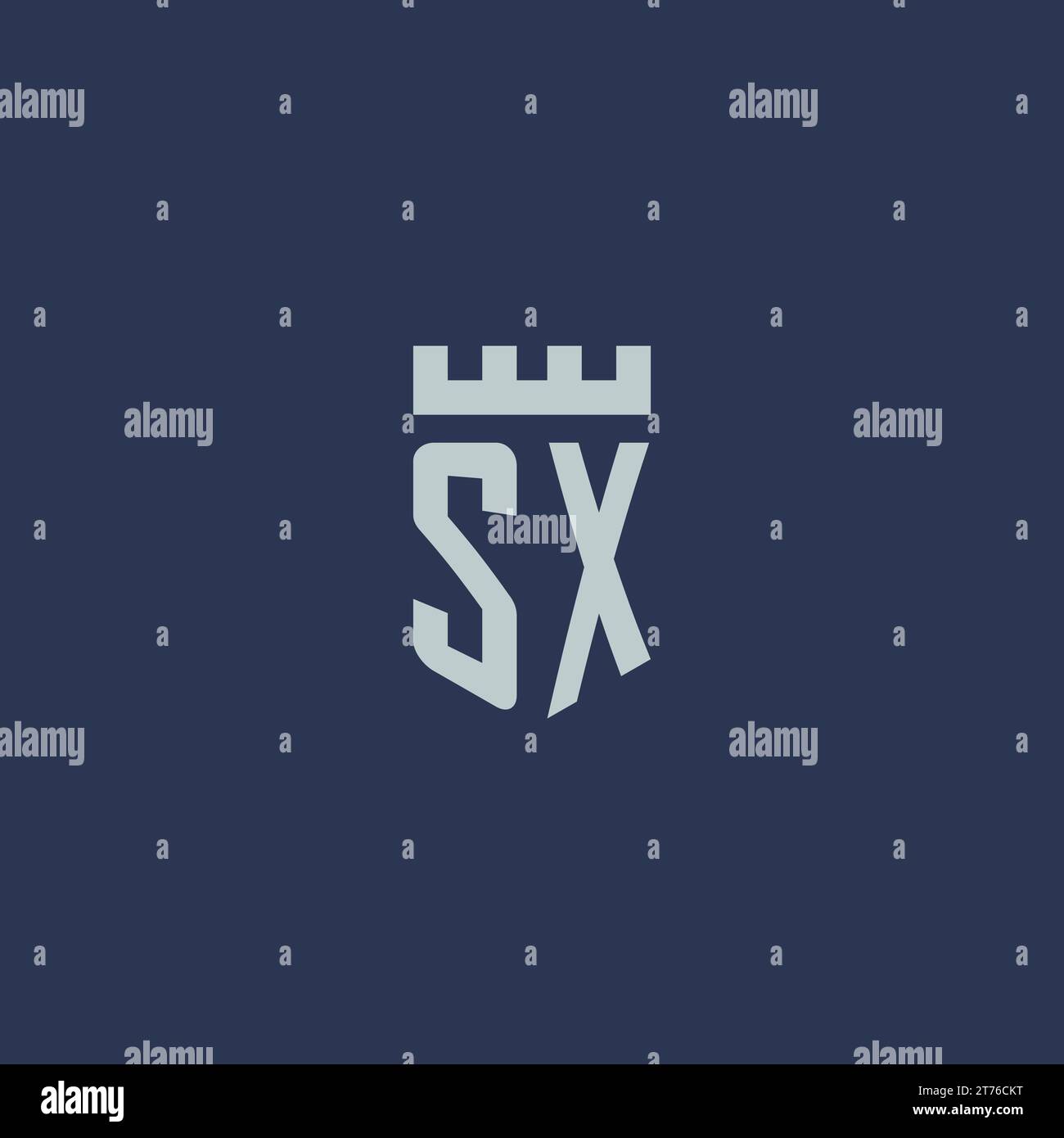 SX logo monogram with fortress castle and shield style design ideas ...