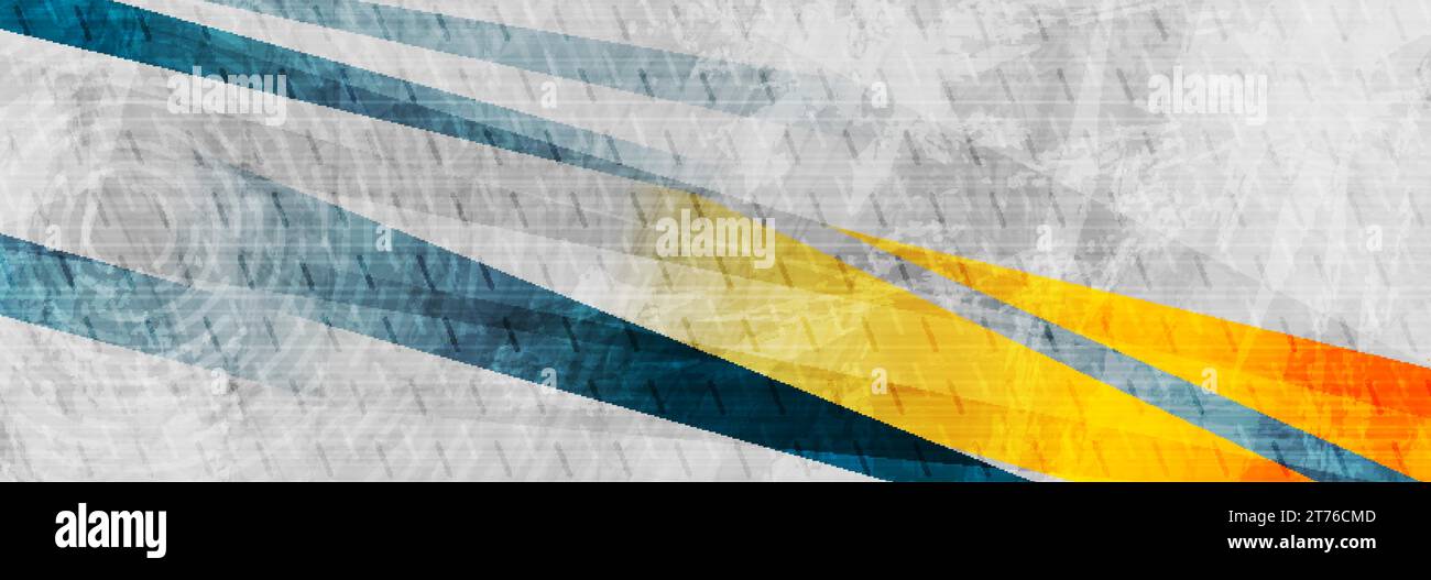 Blue, yellow and grey grunge stripes abstract banner design. Geometry ...
