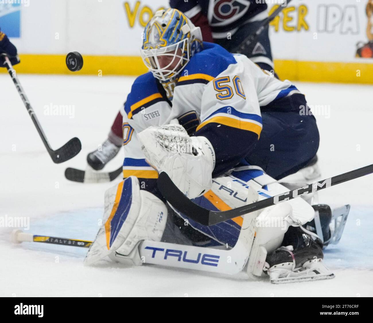 St. Louis Blues goaltender Jordan Binnington (50) in the third period ...