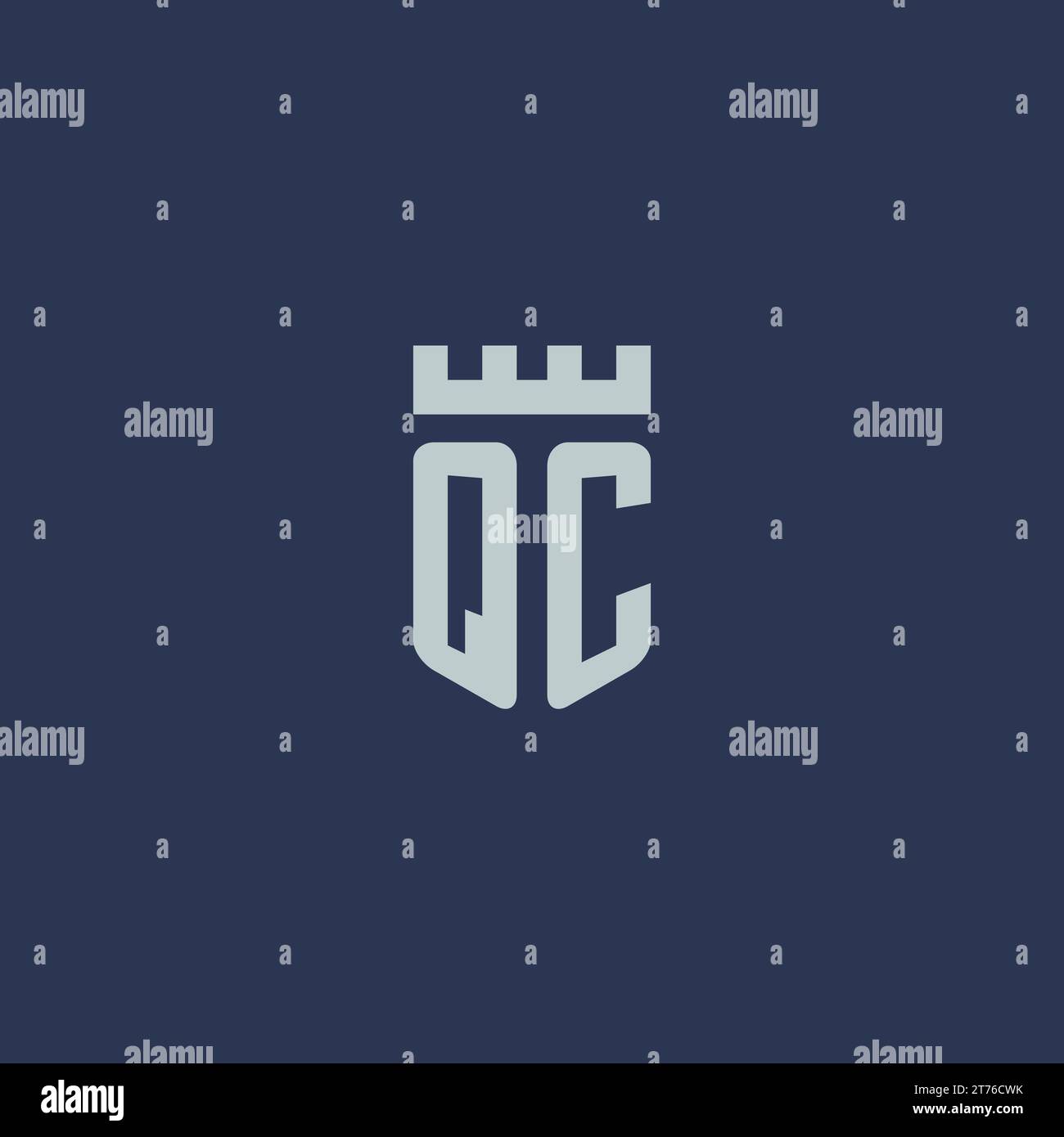 QC logo monogram with fortress castle and shield style design ideas ...