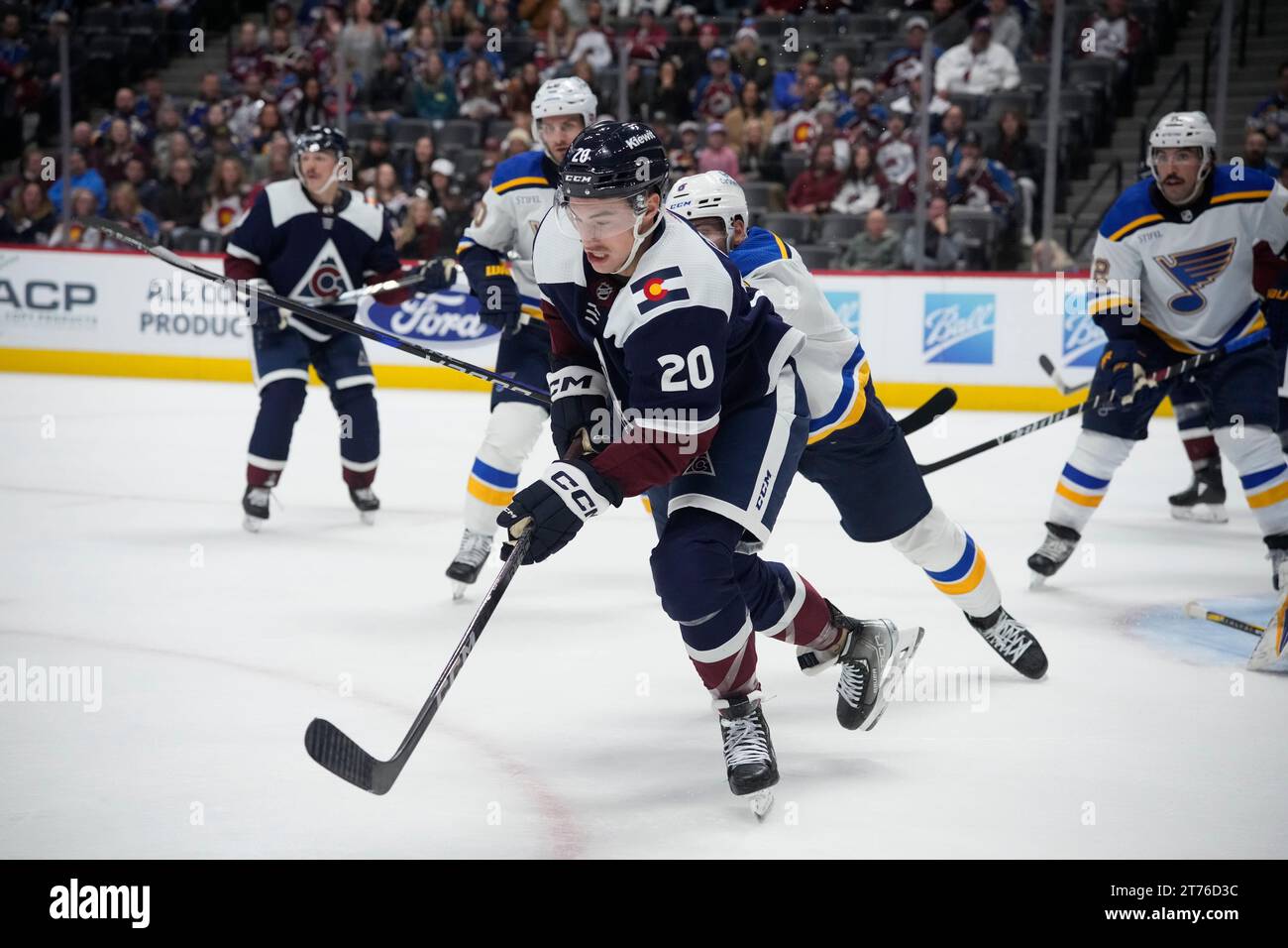 Colorado Avalanche center Ross Colton (20) in the third period of an ...