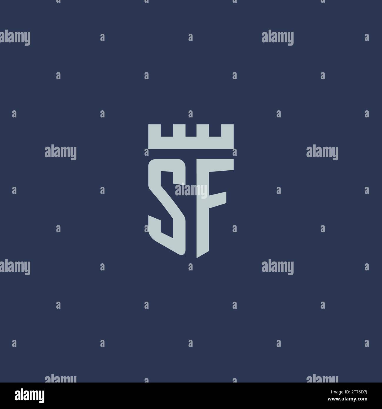 SF logo monogram with fortress castle and shield style design ideas ...