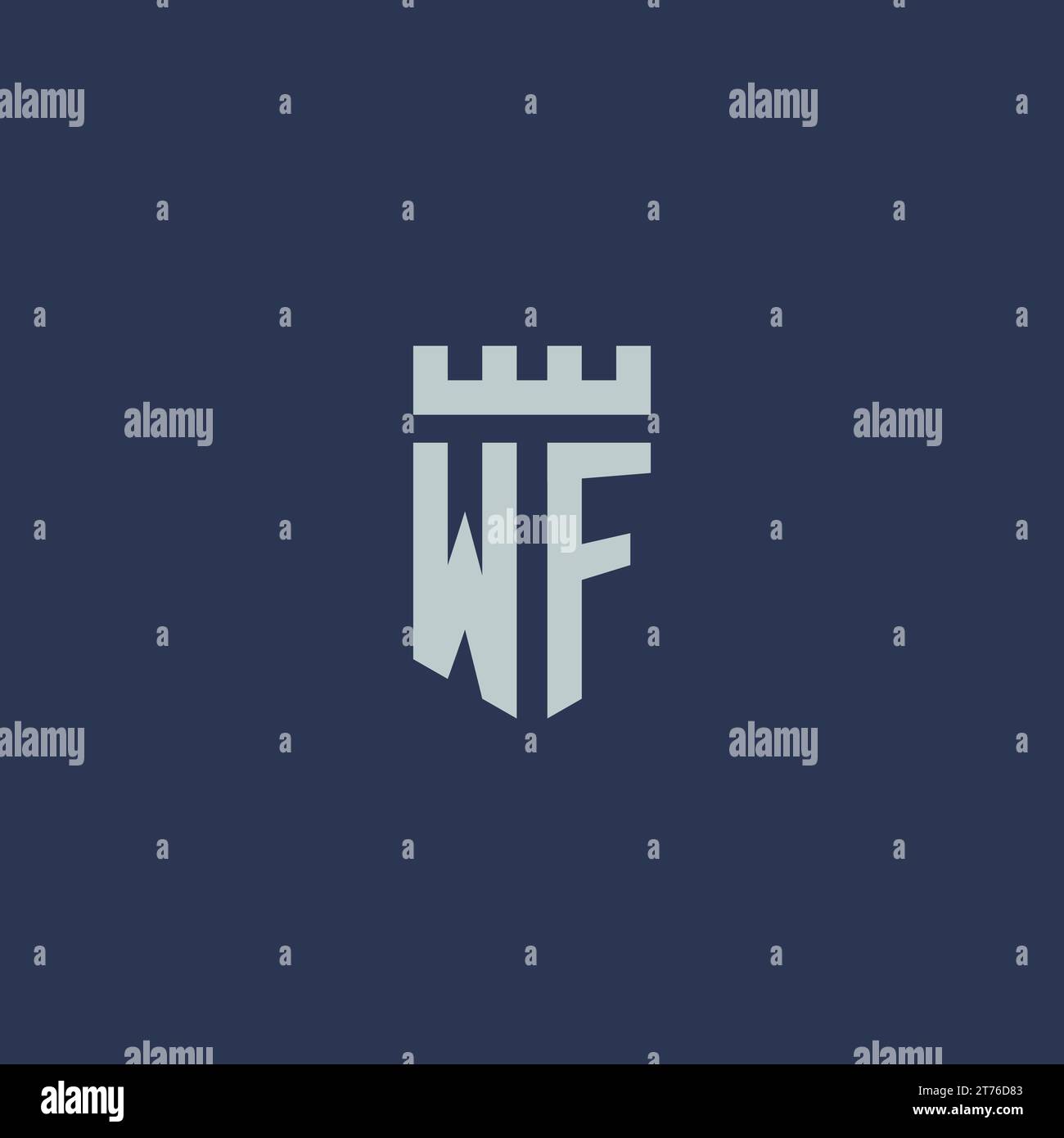 WF logo monogram with fortress castle and shield style design ideas ...