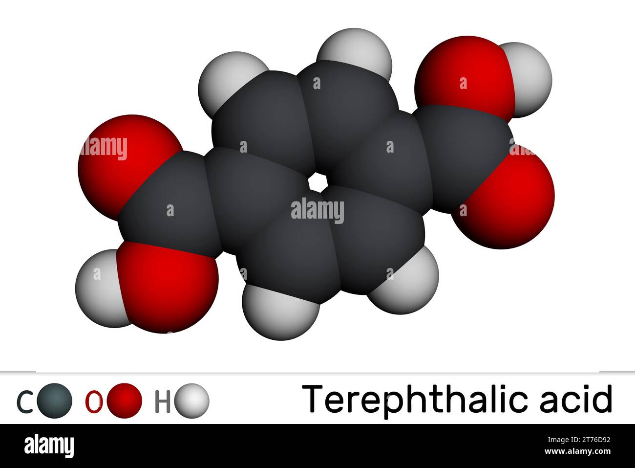 Terephthalic acid molecule. It is benzenedicarboxylic acid, precursor ...