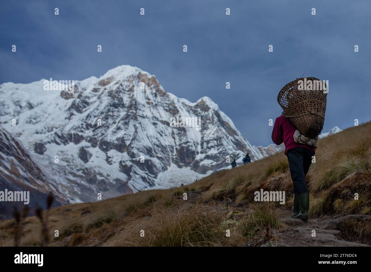 Annapurna South, Annapurna I and Baraha Shikhar Peak, Nepal Stock Photo ...