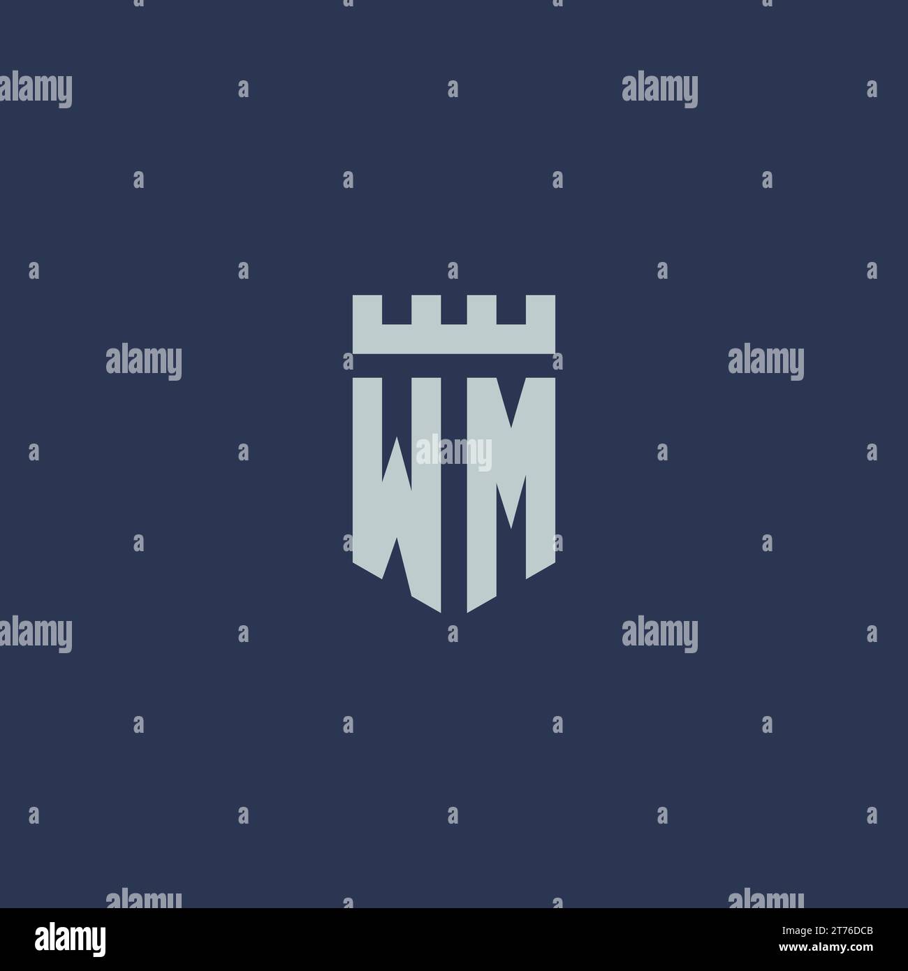 WM logo monogram with fortress castle and shield style design ideas ...